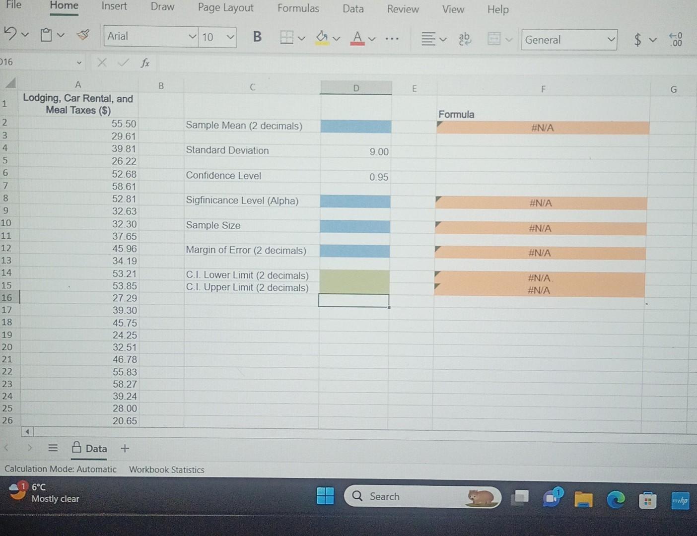 Solved File Home Insert Draw Page Layout Formulas Data