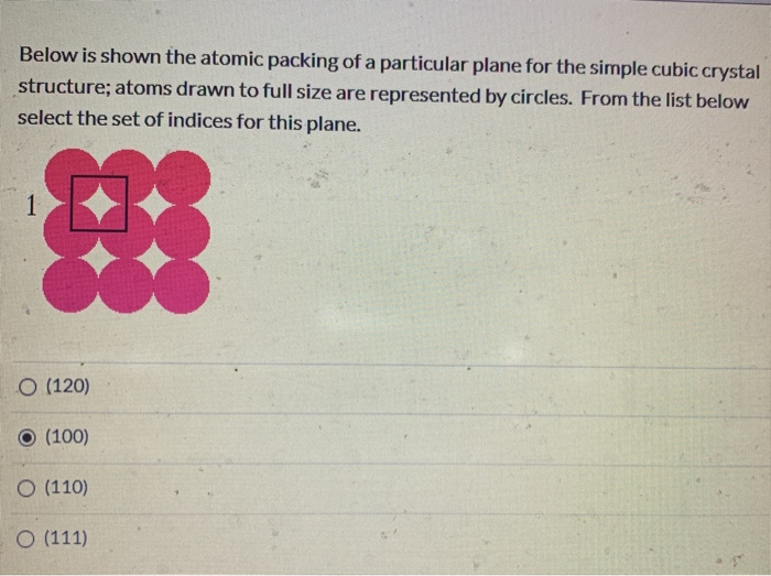 Solved Below is shown the atomic packing of a particular | Chegg.com