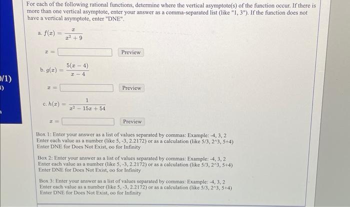 Solved For each of the following rational functions, | Chegg.com