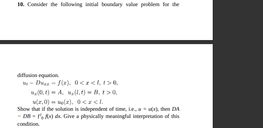 Consider the following initial boundary value problem | Chegg.com