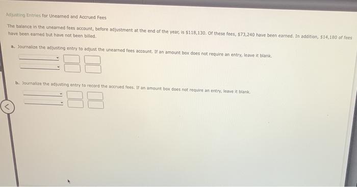 Solved Adjusting Entries for Unearned and Accrued Fees The | Chegg.com