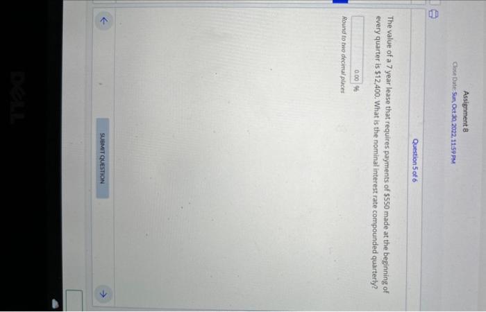 Solved The value of a 7 year lease that requires payments of | Chegg.com