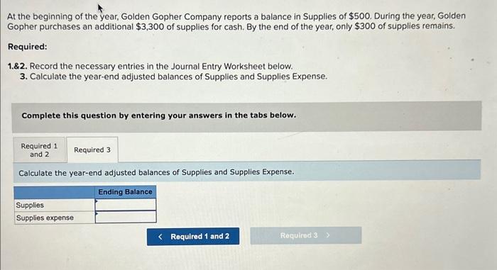 Solved At the beginning of the year, Golden Gopher Company | Chegg.com