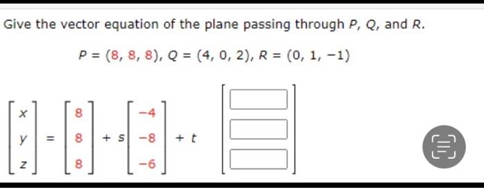 Solved Give the vector equation of the line passing through | Chegg.com