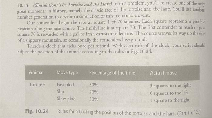 Solved 10.17 (Simulation: The Tortoise and the Hare) In this | Chegg.com