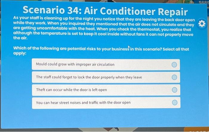 Solved Scenario 34: Air Conditioner Repair your staff is | Chegg.com