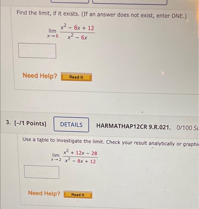 Solved Find the limit, if it exists. (If an answer does not | Chegg.com