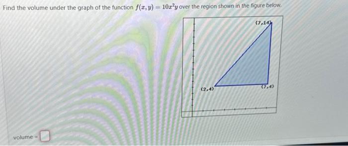 Solved Find the volume under the graph of the function | Chegg.com
