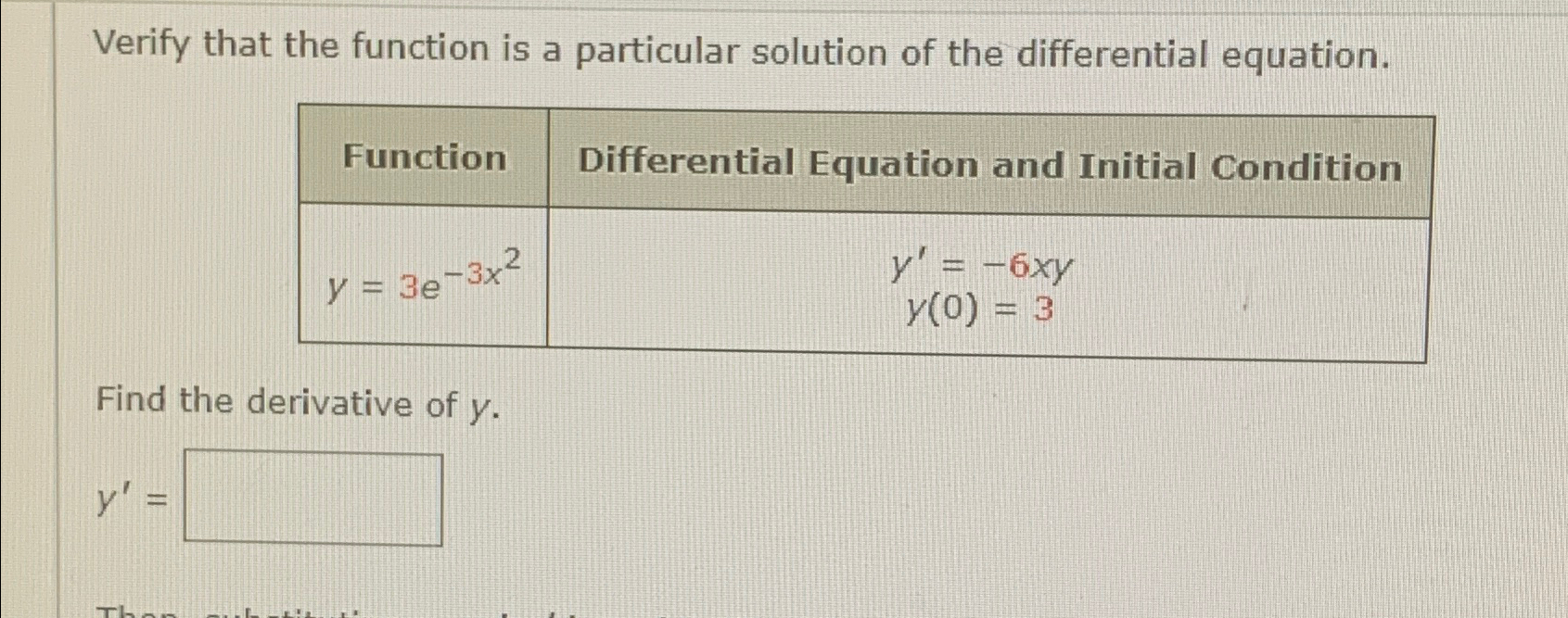 Solved Verify that the function is a particular solution of | Chegg.com