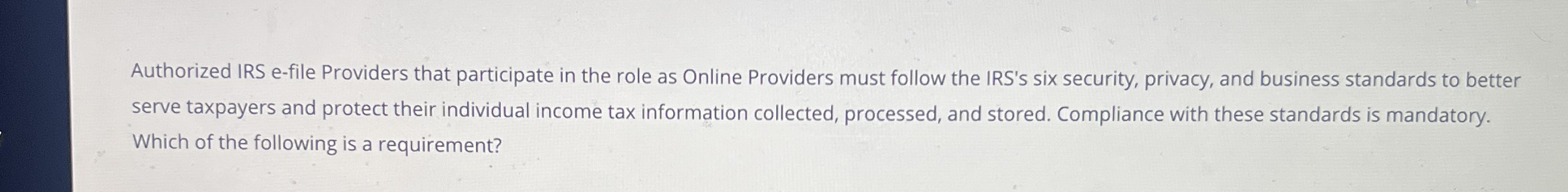 Solved Authorized IRS e-file Providers that participate in | Chegg.com