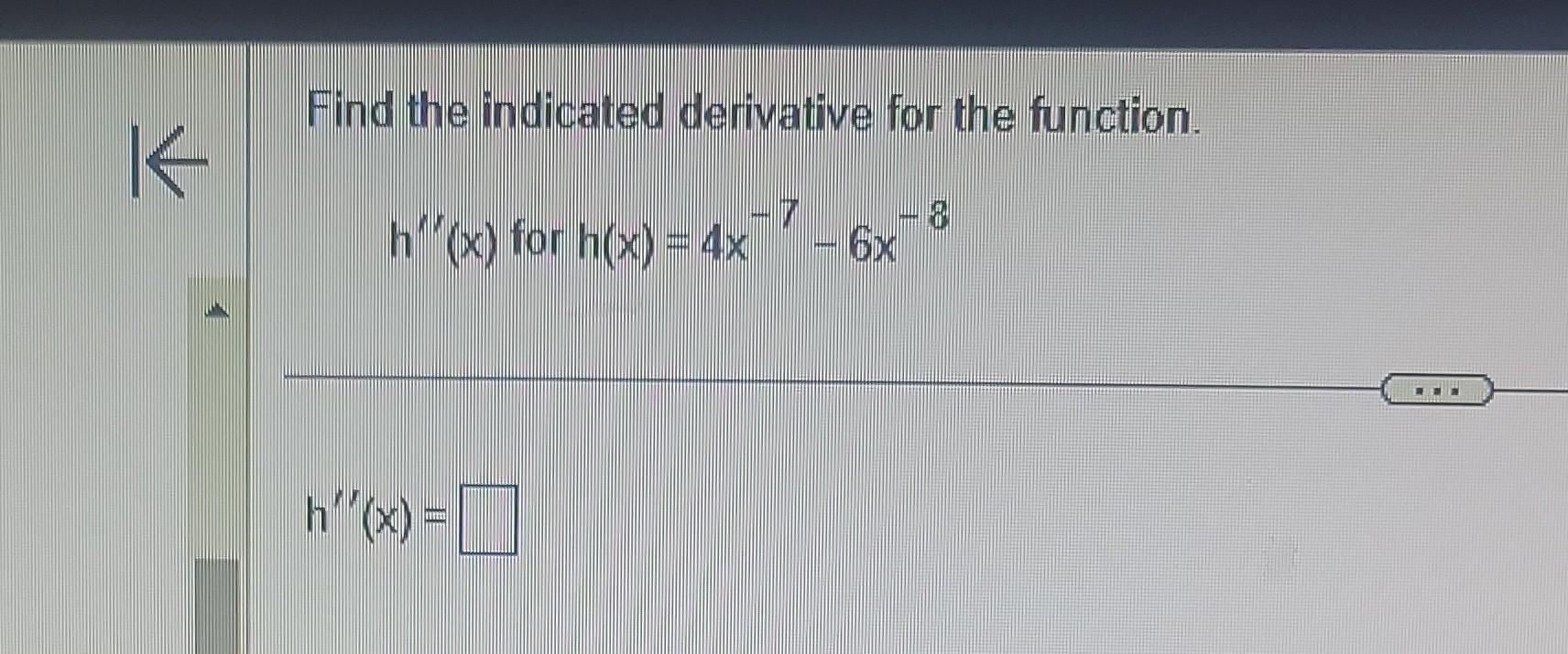 Solved Find the indicated derivative for the function. | Chegg.com