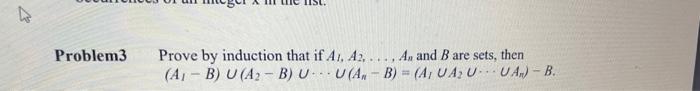 Solved (A1−B)∪(A2−B)∪⋯∪(An−B)=(A1∪A2∪⋯∪An)−B | Chegg.com