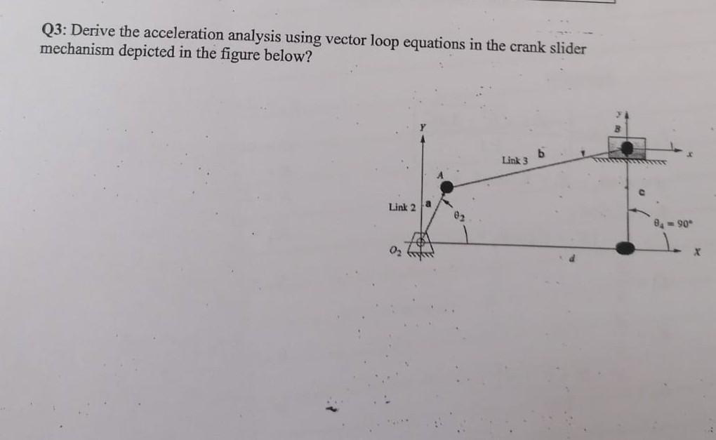 Solved Q3: Derive the acceleration analysis using vector | Chegg.com