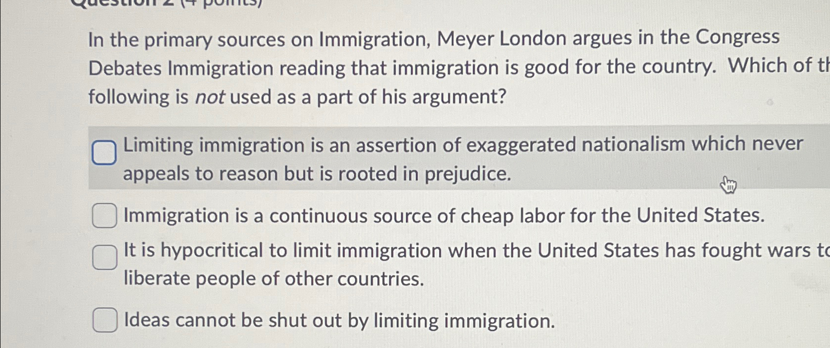 Solved In the primary sources on Immigration, Meyer London | Chegg.com