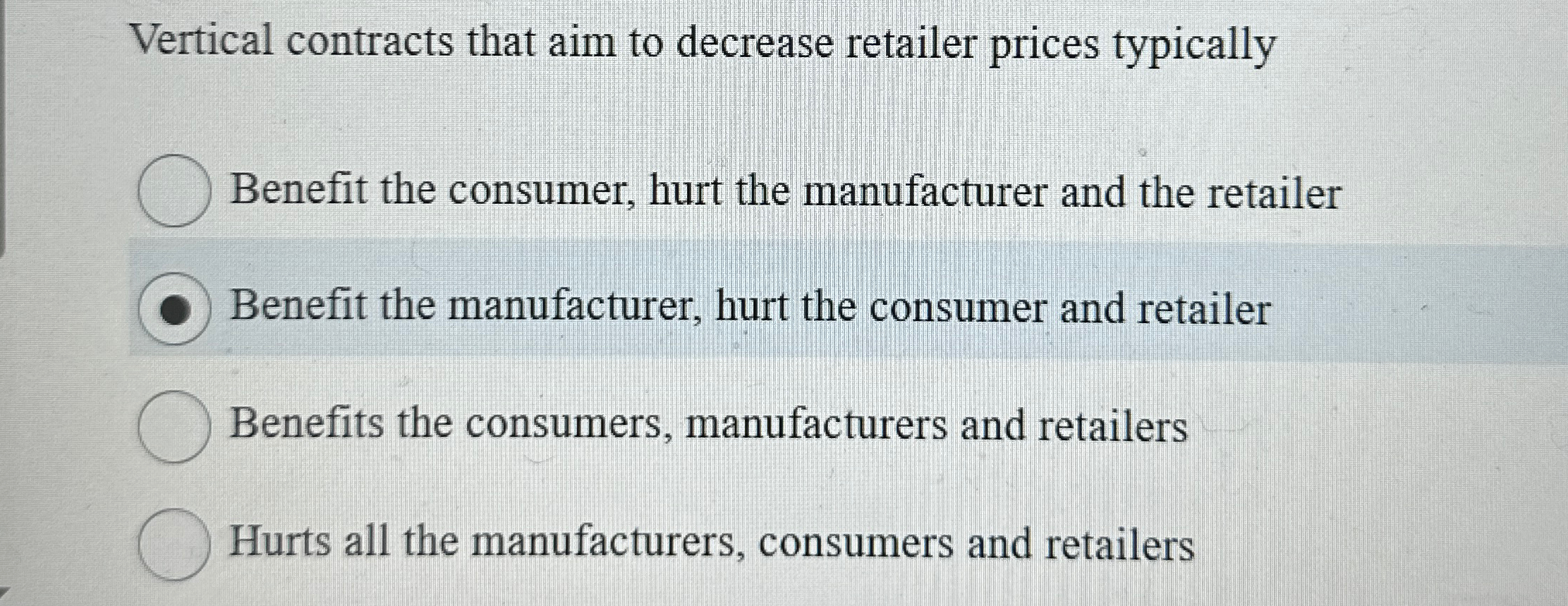Solved Vertical Contracts That Aim To Decrease Retailer 1891