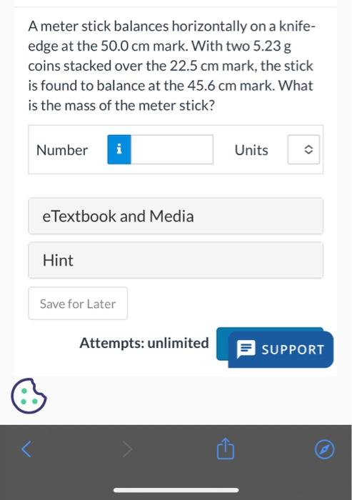 Solved A meter stick balances horizontally on a knifeedge at | Chegg.com
