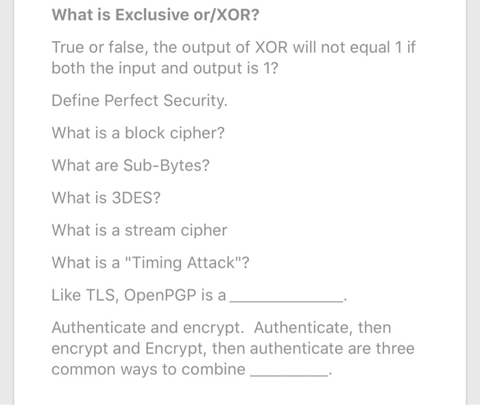 Solved What is Exclusive or/XOR? True or false, the output | Chegg.com