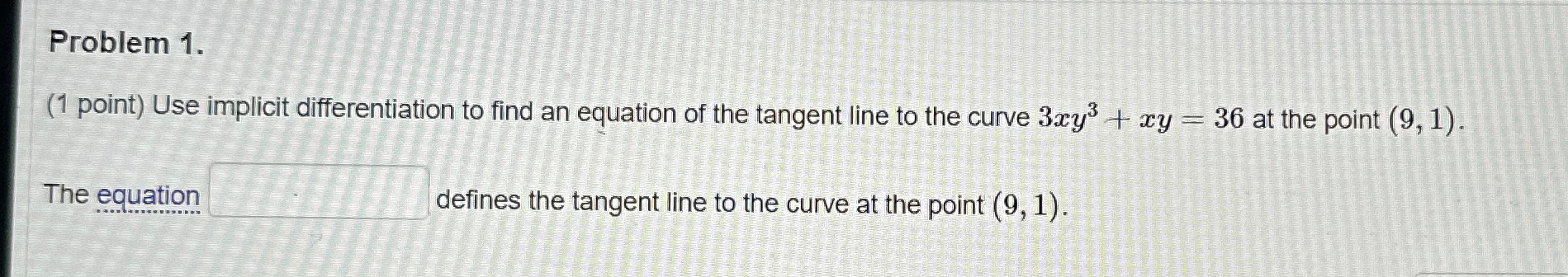 Solved Problem 1 1 ﻿point ﻿use Implicit Differentiation To