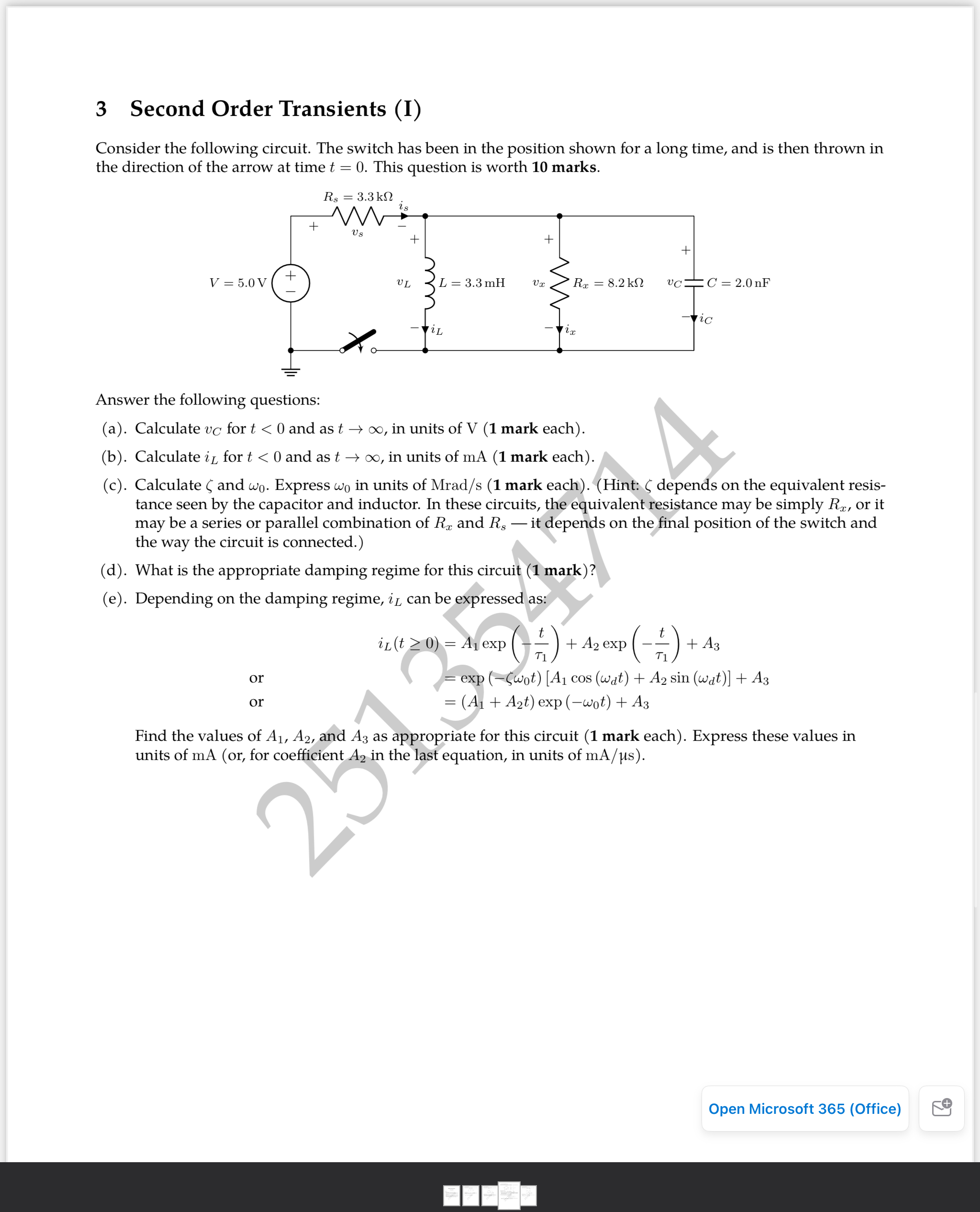 Solved 3 ﻿Second Order Transients (I)Consider the following | Chegg.com