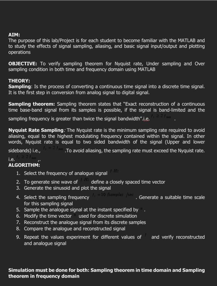 AIM: The purpose of this lab/Project is for each | Chegg.com