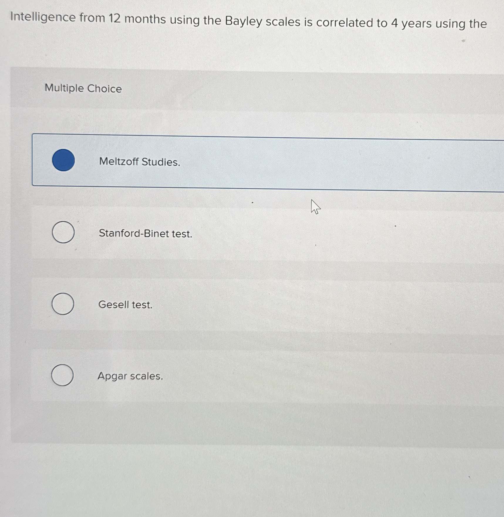 Solved Intelligence from 12 ﻿months using the Bayley scales | Chegg.com