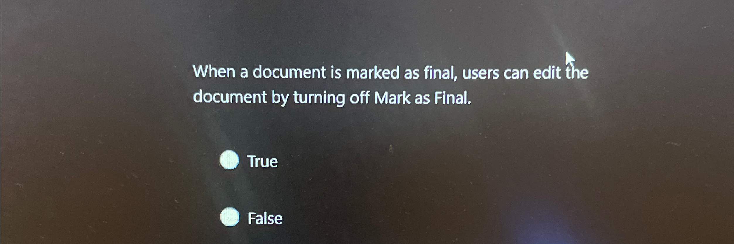 Solved When a document is marked as final, users can edit | Chegg.com