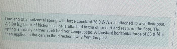 Solved One end of a horizontal spring with force constant | Chegg.com