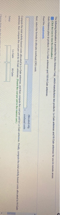 Solved i Data Table X Activity Setup Cost Allocation Base | Chegg.com