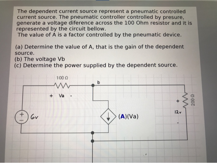 Solved The dependent current source represent a pneumatic | Chegg.com