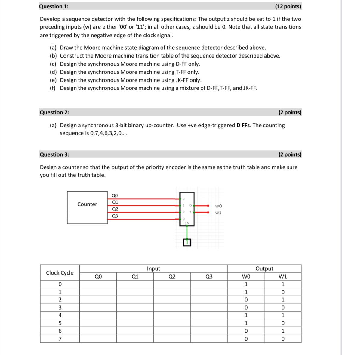 Solved Question 4:(4 ﻿points)(a) ﻿Derive the state table of | Chegg.com