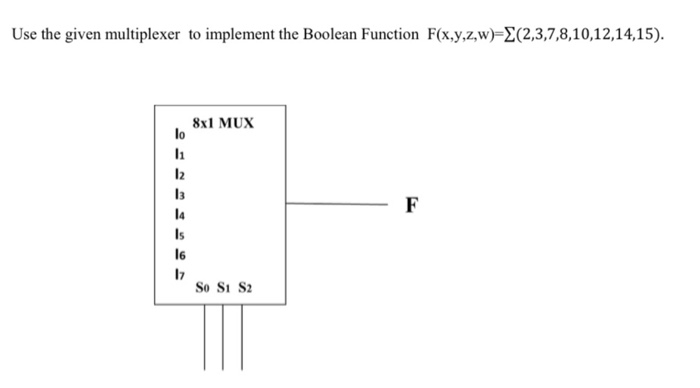 Solved Use the given multiplexer to implement the Boolean | Chegg.com