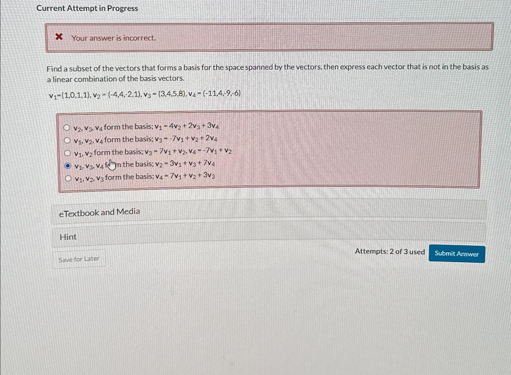 Solved Current Attempt in ProgressX Your answer is | Chegg.com