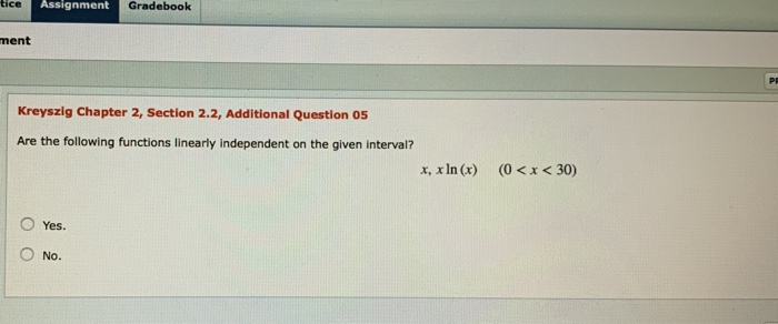 Solved tice Assignment Gradebook ment Kreyszig Chapter 2, | Chegg.com
