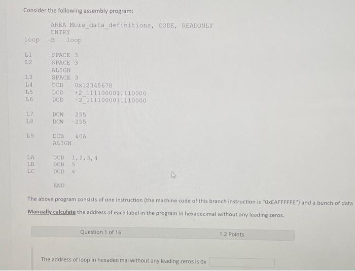 Solved Consider the following assembly program: AREA MoIe | Chegg.com