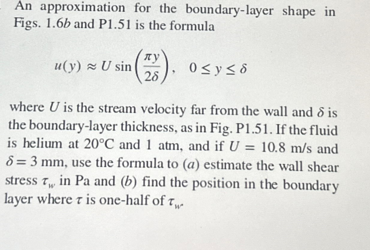 An approximation for the boundary-layer shape in | Chegg.com