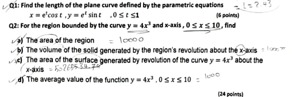 Solved Math102Q1: Find the length of the plane curve defined | Chegg.com