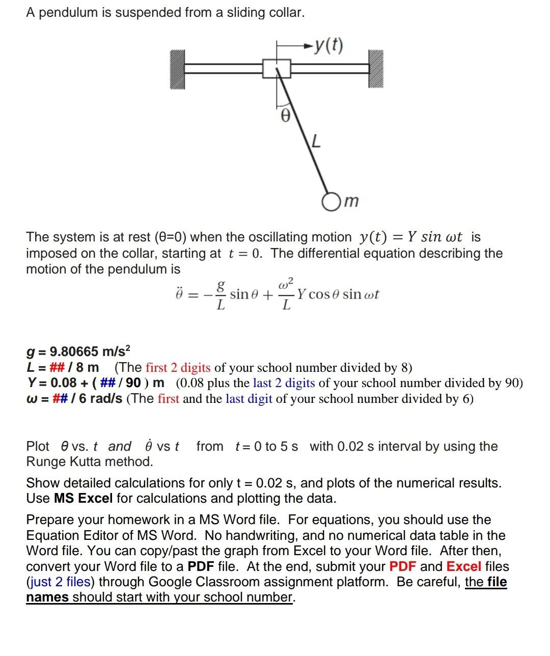 Solved A pendulum is suspended from a sliding collar. The | Chegg.com