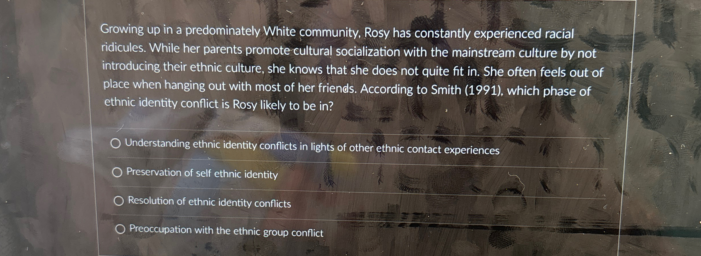 Solved Growing up in a predominately White community, Rosy | Chegg.com