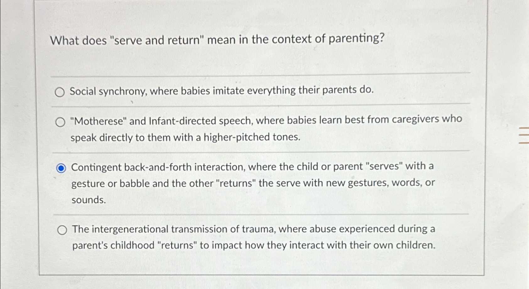 Solved What does "serve and return" mean in the context of | Chegg.com
