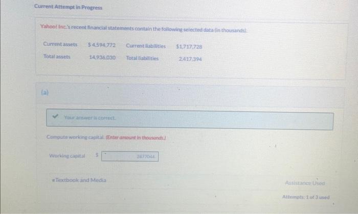 Solved Yahool thess recent financial stateinents contain the | Chegg.com