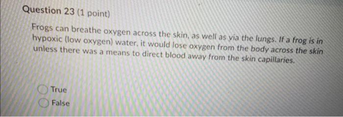 Solved Question 23 (1 point) Frogs can breathe oxygen across | Chegg.com