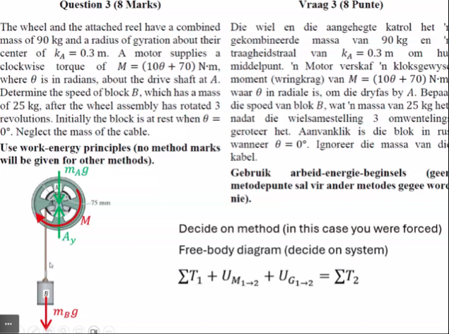 Solved Question 3 (8 ﻿Marks)The wheel and the attached reel | Chegg.com