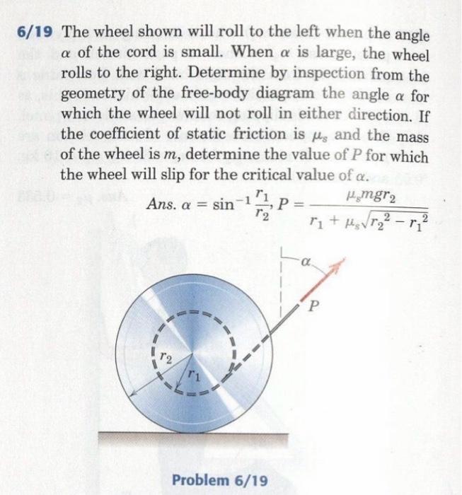 Solved 6/19 The wheel shown will roll to the left when the | Chegg.com