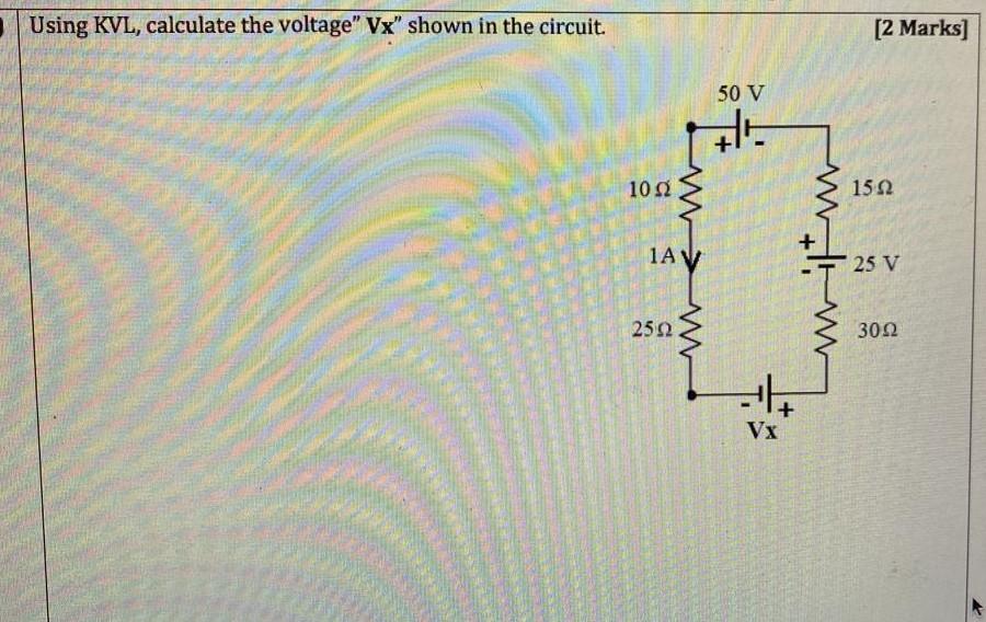 Solved Using KVL, calculate the voltage" Vx" shown in the | Chegg.com