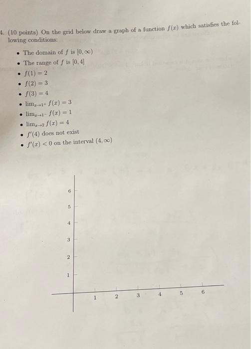 Solved 4. (10 points) On the grid below draw a graph of a | Chegg.com