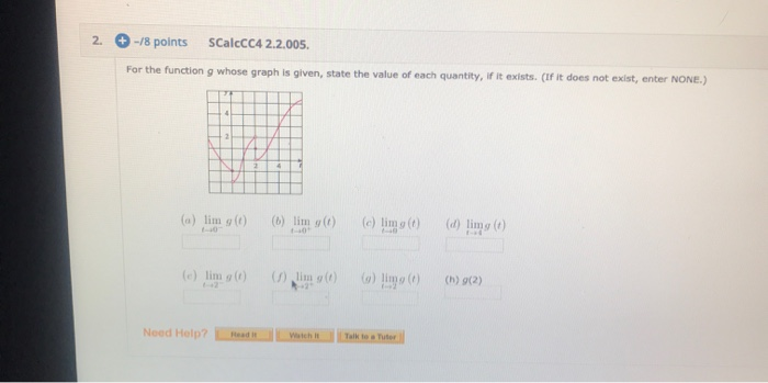 Solved 2. -/8 points Scalccc4 2.2.005. For the function g | Chegg.com Solved 2. -/8 points Scalccc4 2.2.005. For the function g | Chegg.com