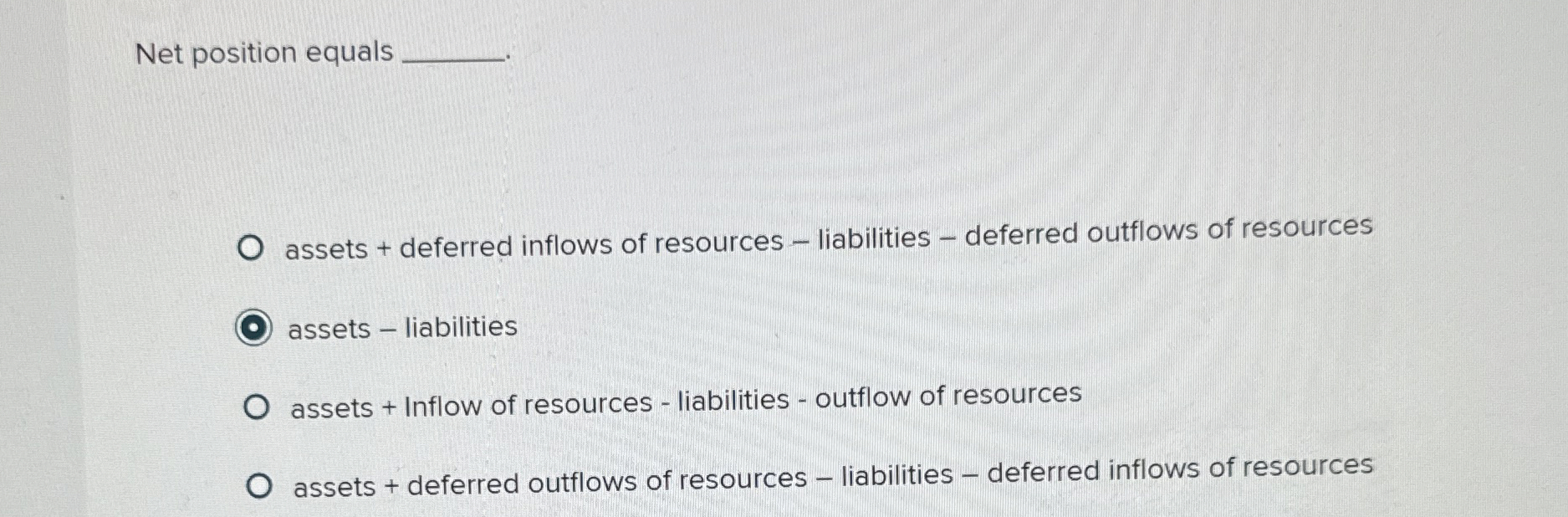 Solved Net position equals assets + ﻿deferred inflows of | Chegg.com