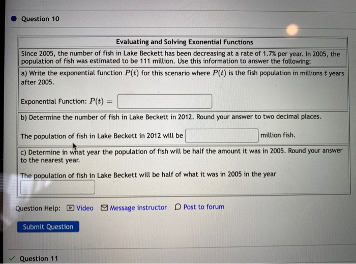 Solved Question 10 Evaluating and Solving Exonential | Chegg.com