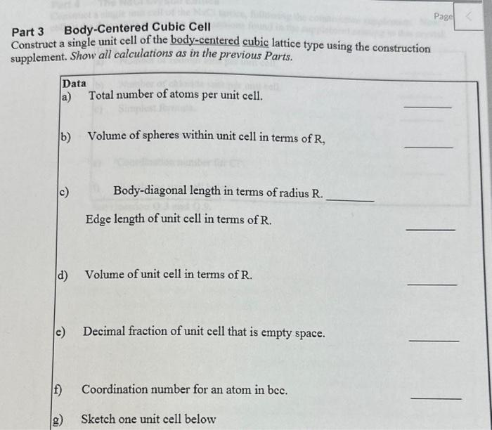 Solved Part 3 Body-Centered Cubic Cell Construct a single | Chegg.com
