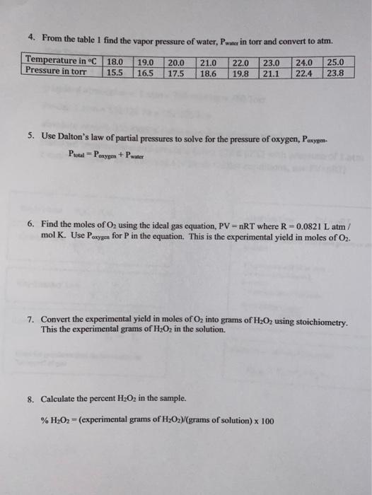 Solved Lab 10 Finding the Percent H2O2 with Catalase from | Chegg.com
